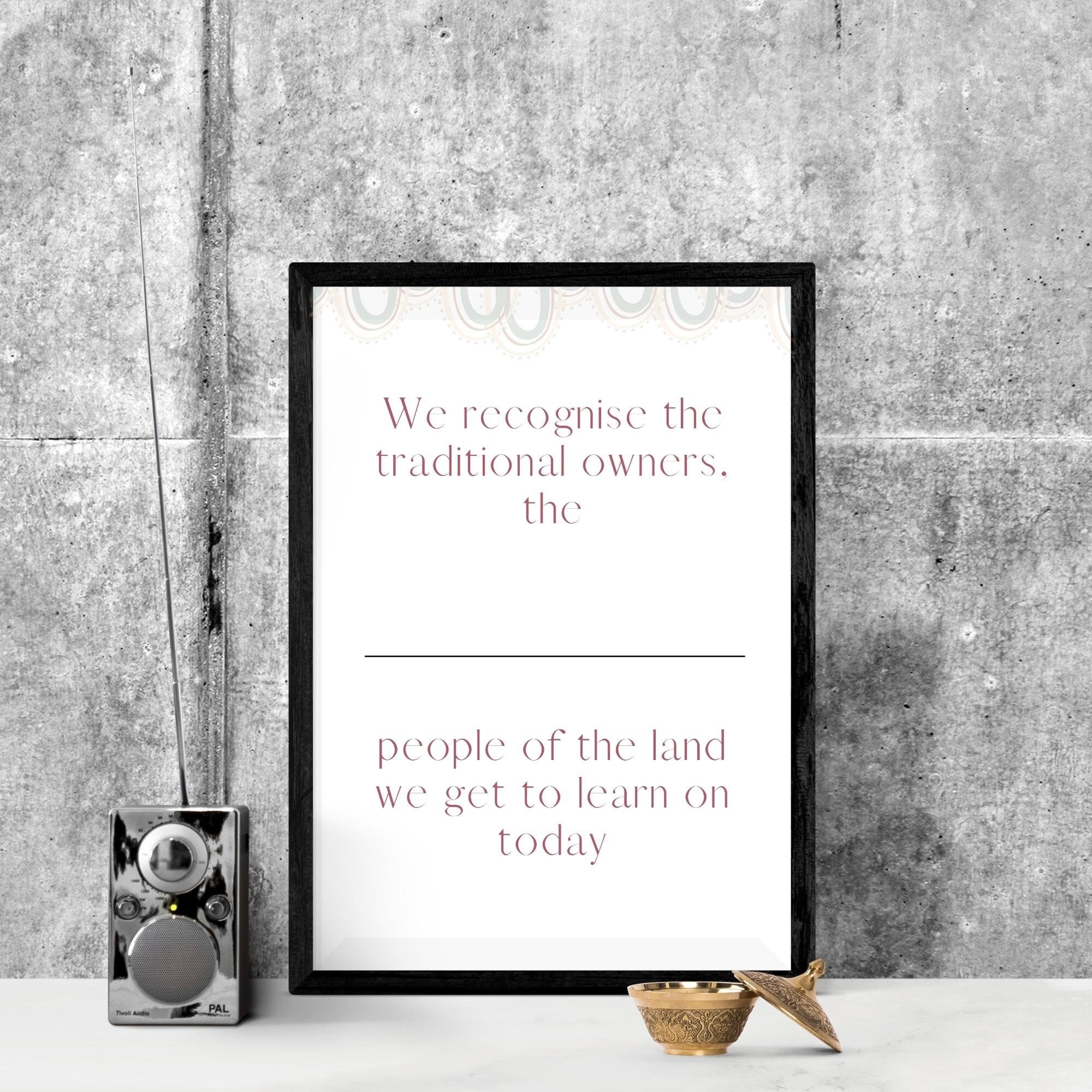 Traditional Owner Recognition DIGITAL DOWNLOAD Printable Resource ...