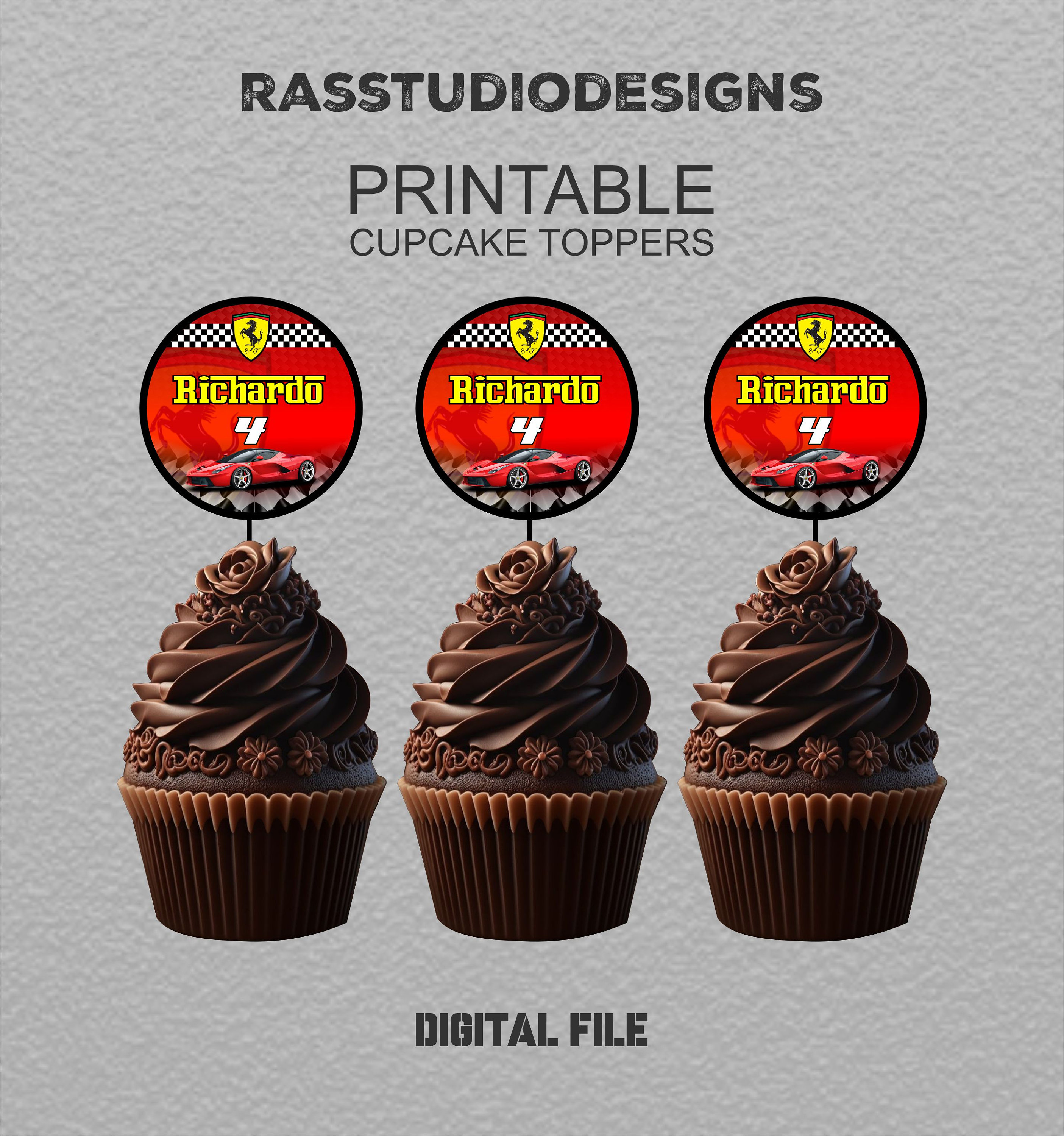 Ferrari Car Cupcakes Toppers | Ferrari Cupcake Toppers Birthday FREE ...