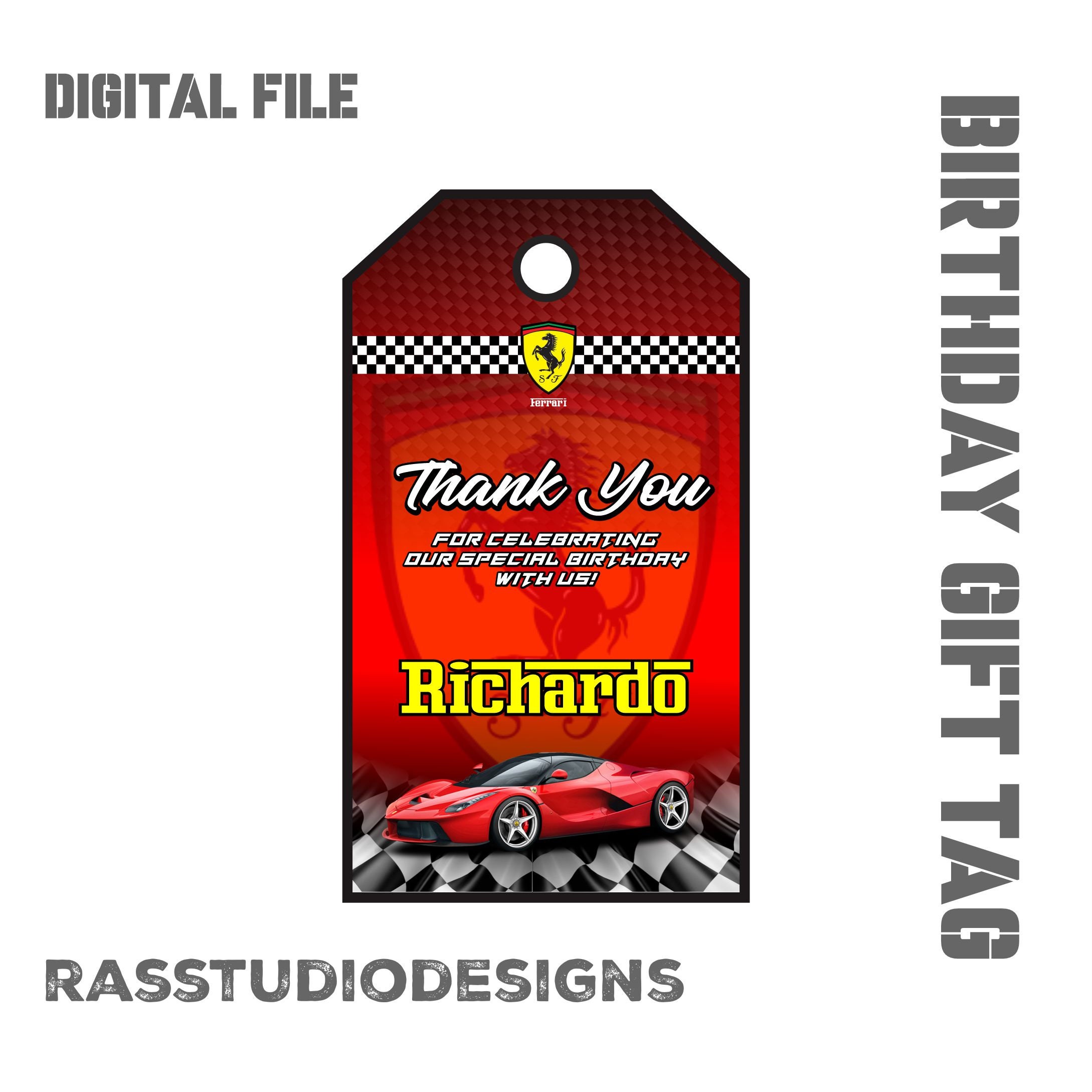Ferrary Cars Funny Tags, Race Car Birthday Party, Card Invitation ...