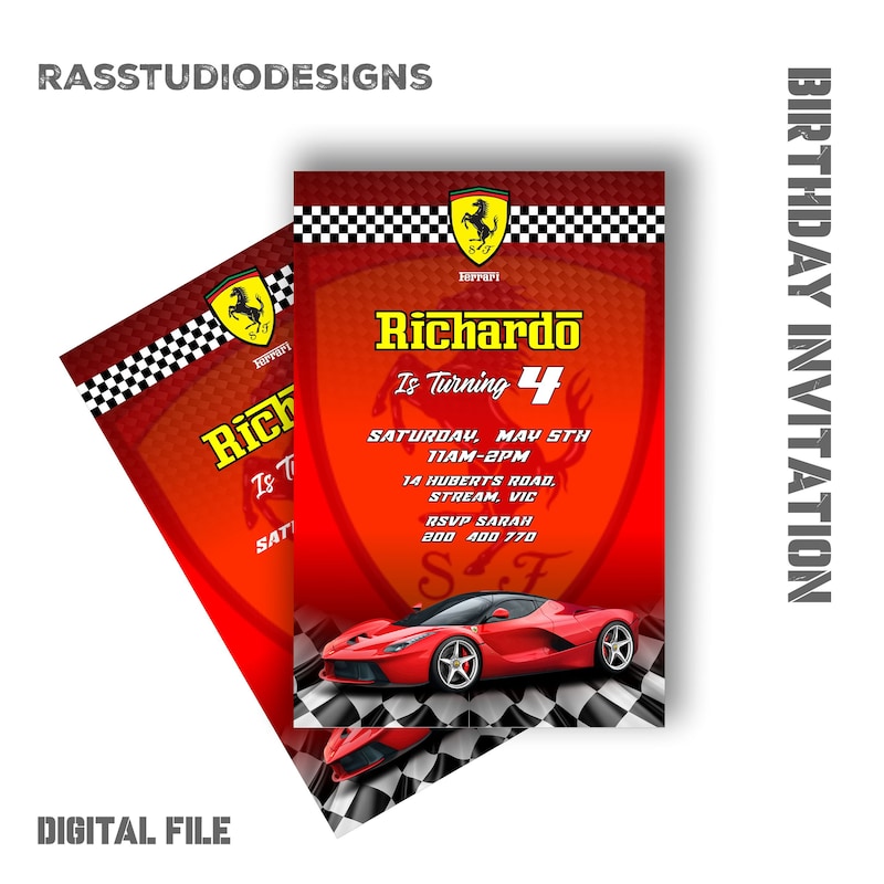 Ferrari Invitation - Etsy