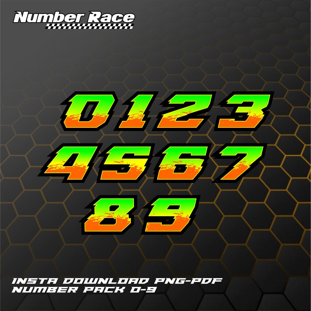 Race Car Racing Team Numbers Set Automobile Motorcycle Kart Dirt Track ...