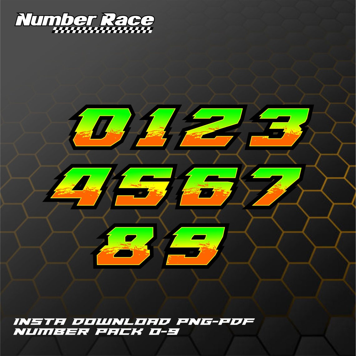 Race Car Racing Team Numbers Set Automobile Motorcycle Kart Dirt Track ...
