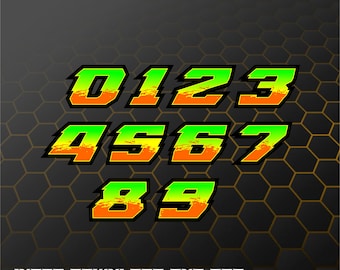 Race Car Racing Team Numbers Set Automobile Motorcycle Kart Dirt Track ...