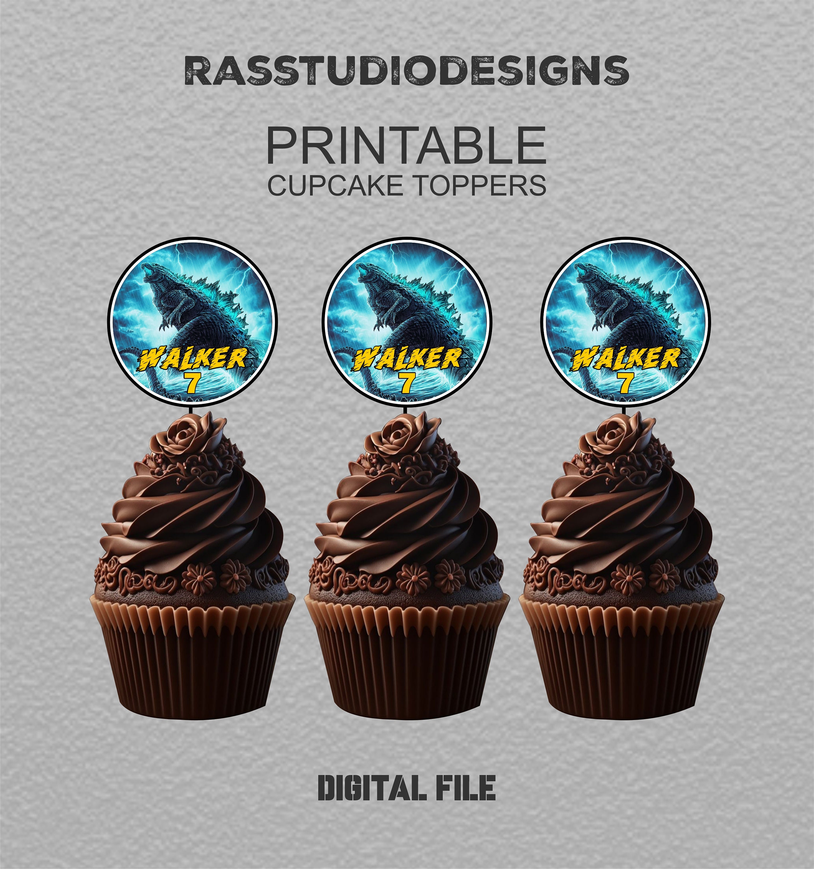Godzilla Vs Kong Birthday Cupcake Toppers (digital Download) - Etsy