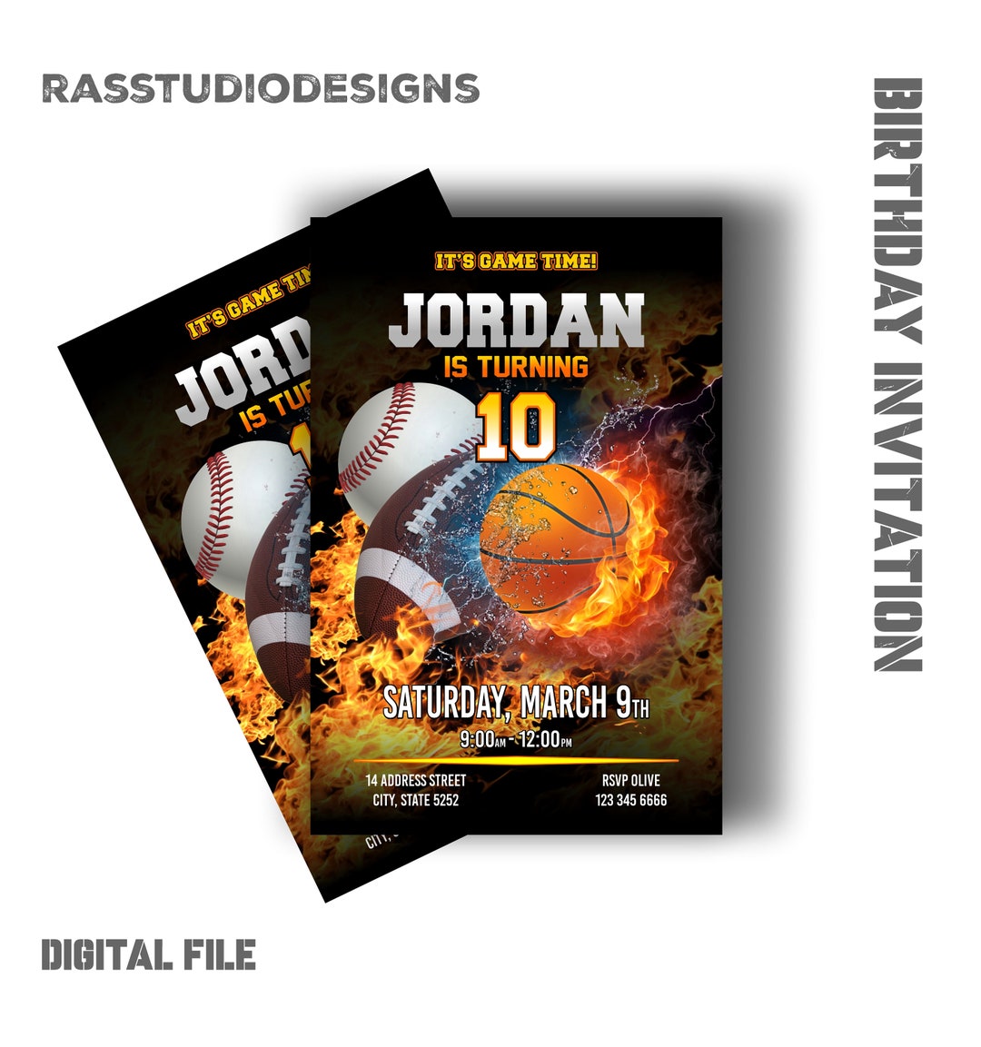 Sport Theme Flyer, Sport Birthday Printable Invitation, Sport ...