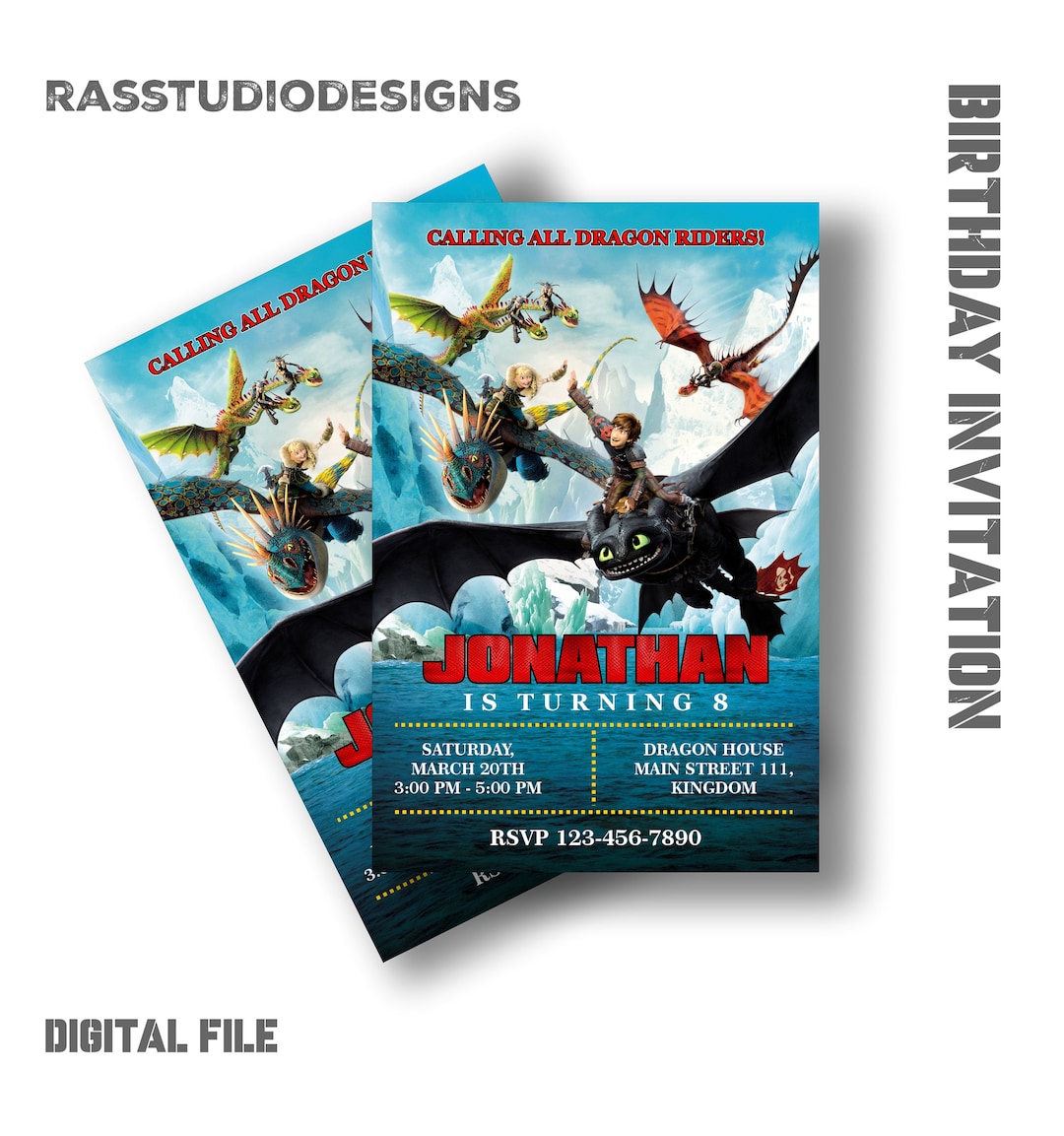How to Train Your Dragon Birthday Invitation: Viking Dragon Party ...