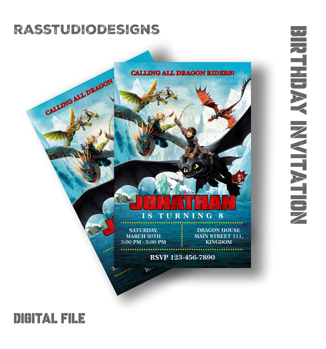 How to Train Your Dragon Birthday Invitation: Viking Dragon Party ...