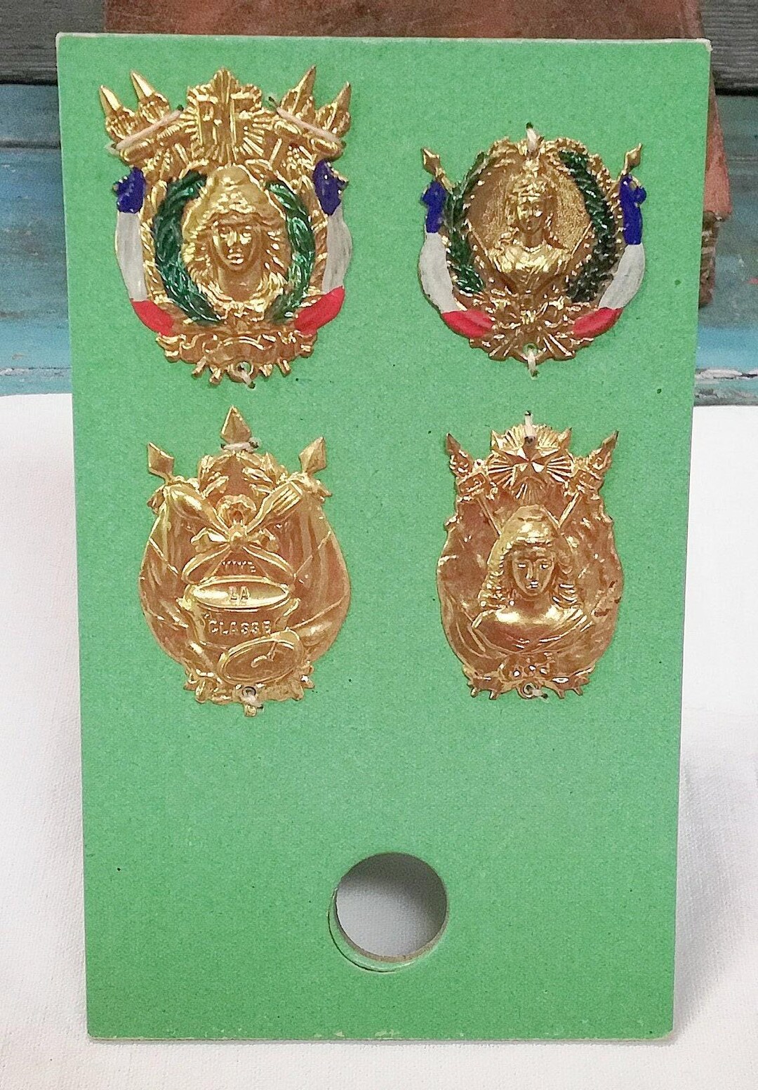 French Antique Pins Badges Insignias Medals From the Stock of a Store ...