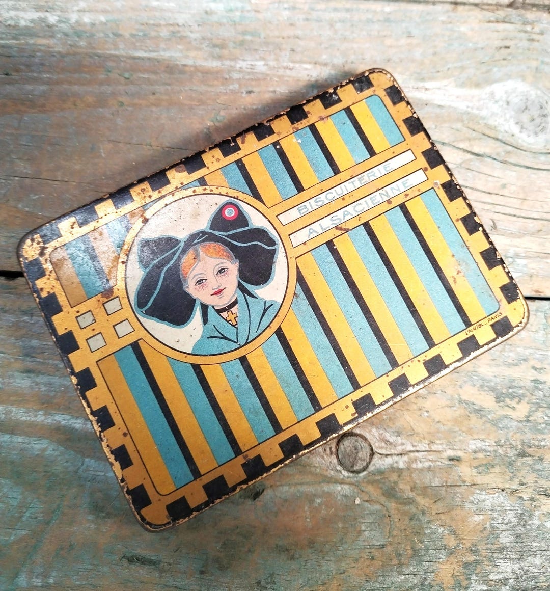 Tin Box French Vintage Lithograph Box Biscuiterie L'alsacienne (x185 ...