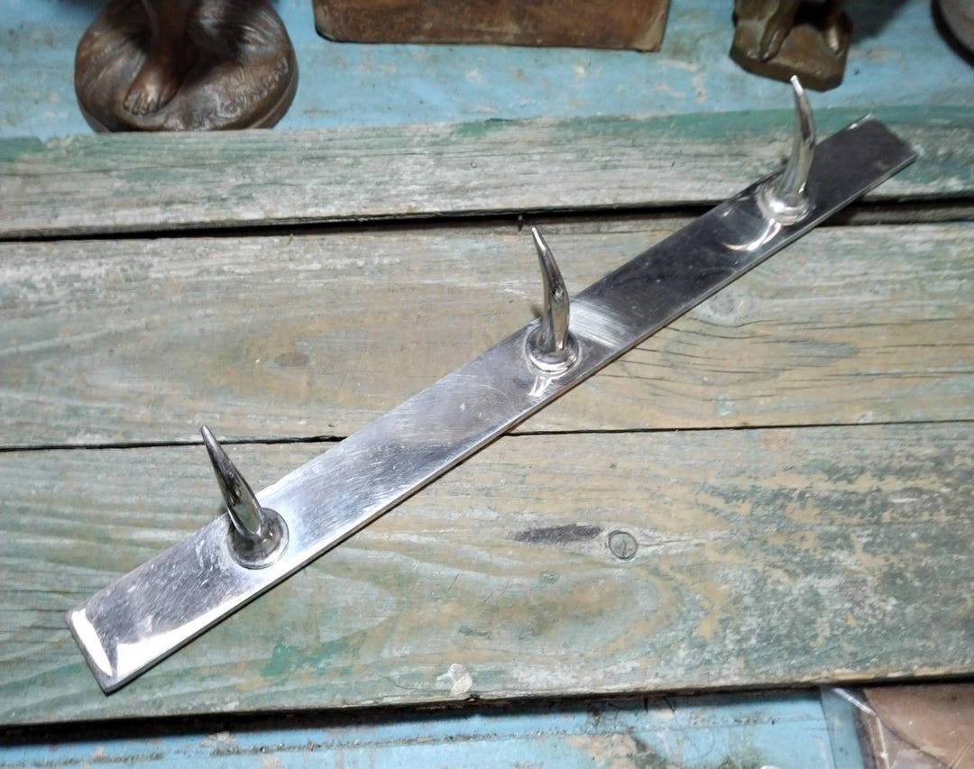 French Vintage Metal Butcher Meat Hook Rack 3 Teeth x276 - Etsy
