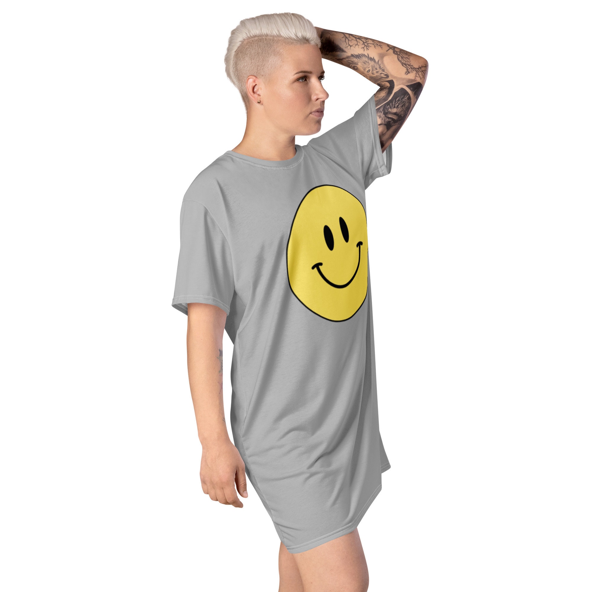 Trendy Smiley Face Graphic T-shirt Dress//ladies T Shirt Dress//simple ...