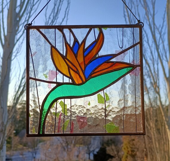 Stained Glass Paradise Flower Bird of Paradise Flower Decorative Stained Glass Window Etsy Ireland