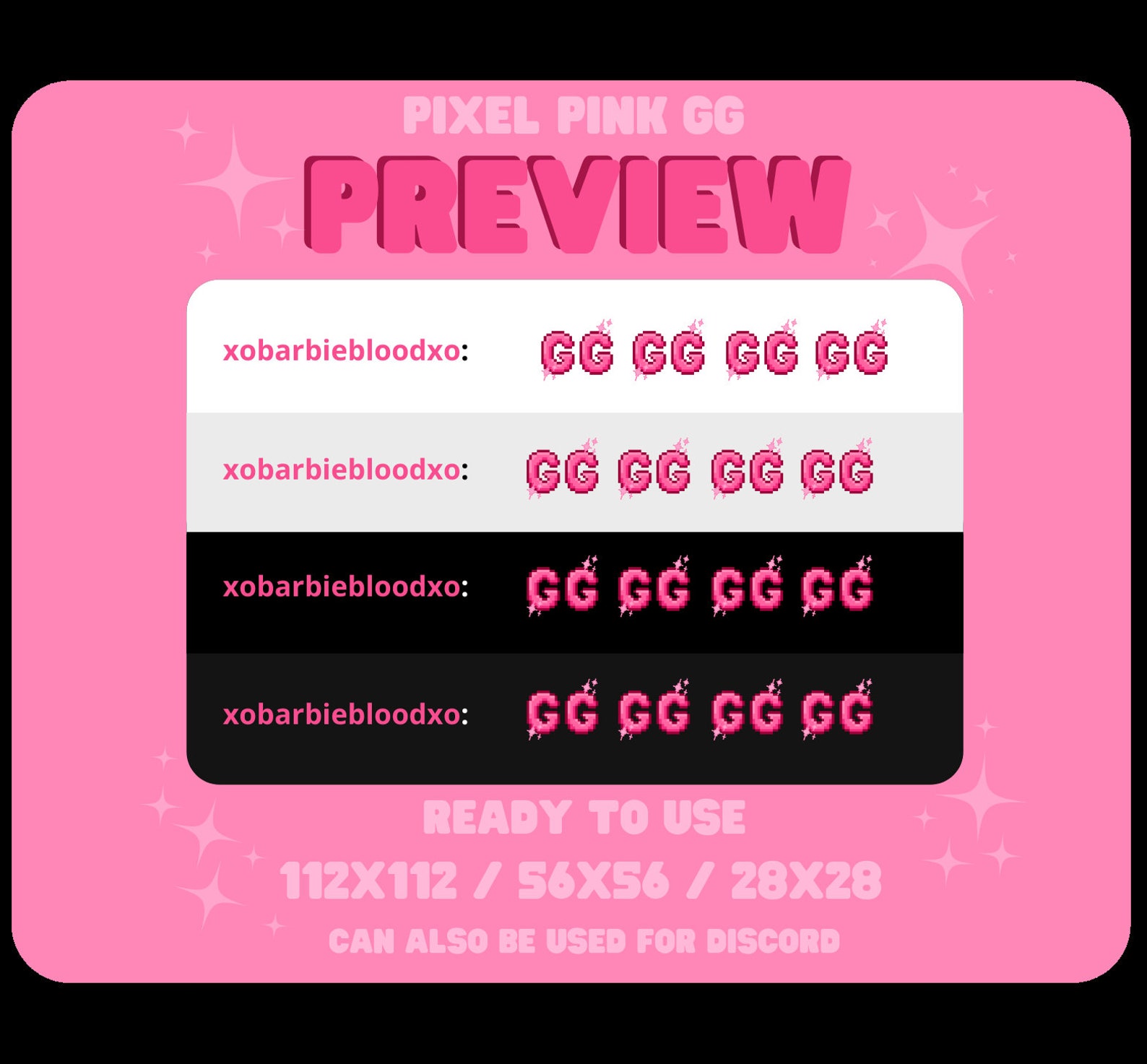 Pixel Pink GG Emote for Twitch and Discord! - Etsy