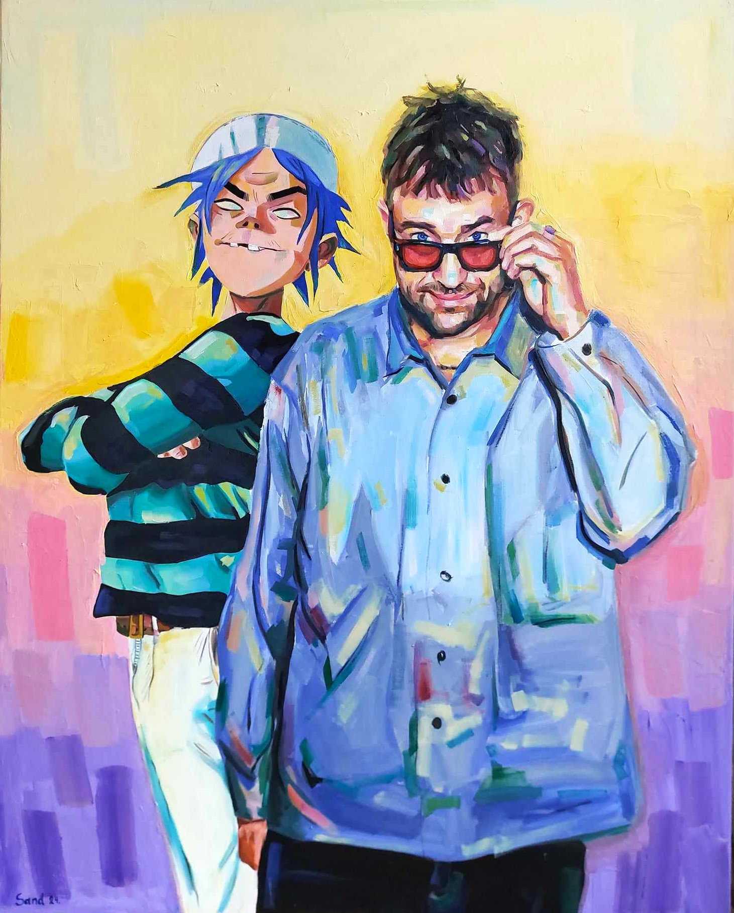 Original Gorillaz Art Oilpainting on Canvas, Fan Art Damon Albarn Blur ...