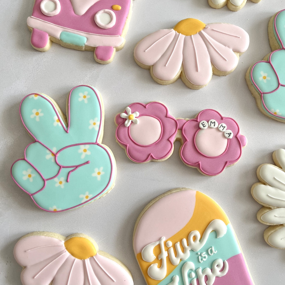 Groovy Birthday Cookies | Two Groovy | Groovy One | Five is a Vibe ...