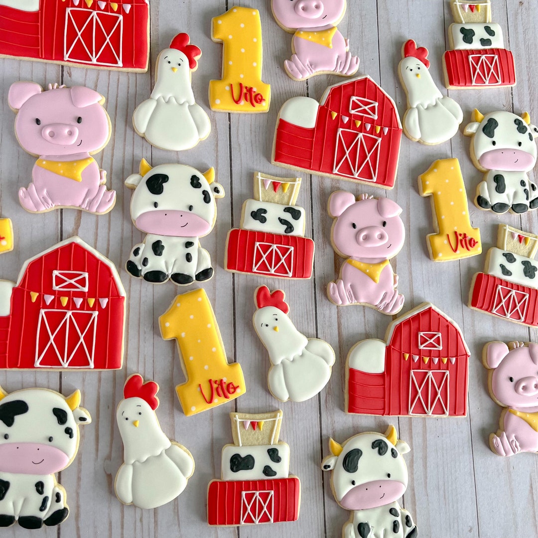 Farm Birthday Cookies | Individually Wrapped Farm Party Cookies - Etsy
