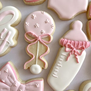 Pink Bow Baby Shower Cookies | Bows and Blooms Cookies - Etsy