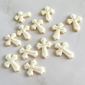 24 MINI Cross Cookies | Baptism Cookies | First Communion Cookies ...