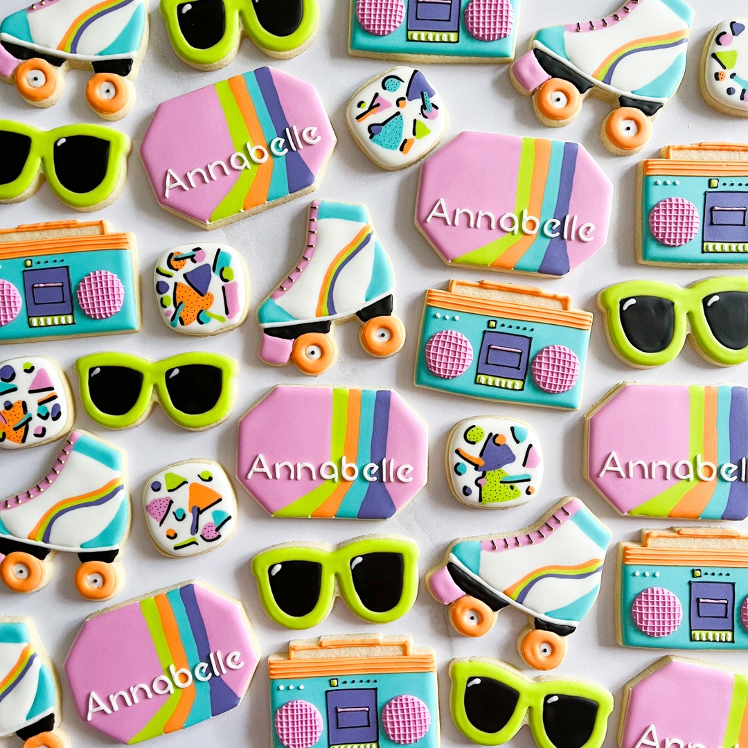 80s Birthday Cookies | Roller Skates Party Cookies - Etsy