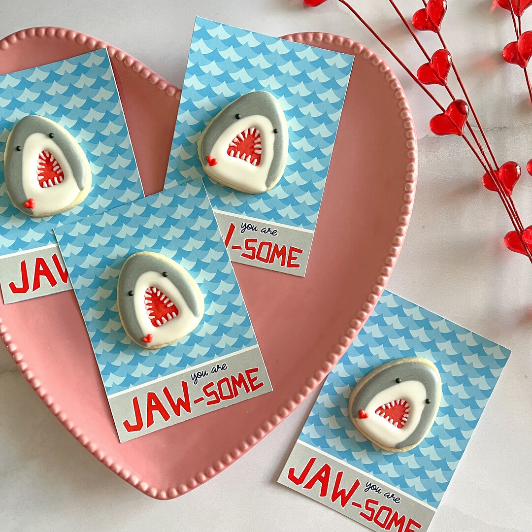 12 Valentines Day Cookie Cards Youre Jawsome - Etsy