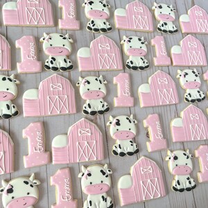 Farm Birthday Cookies | Individually Wrapped Farm Party Cookies | Pink ...