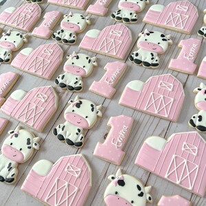 Farm Birthday Cookies | Individually Wrapped Farm Party Cookies | Pink ...