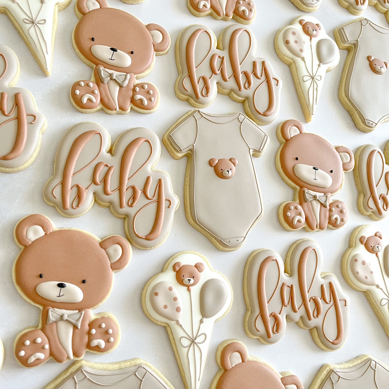 Neutral Bear Baby Shower Cookies We Can Bearly Wait Cookies - Etsy