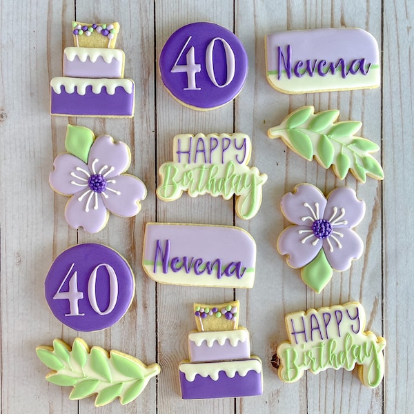 Happy Birthday 40th Cookies - Etsy