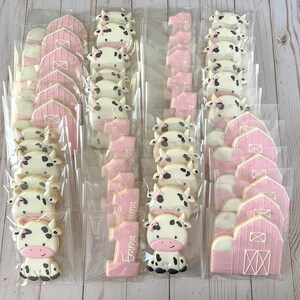 Farm Birthday Cookies | Individually Wrapped Farm Party Cookies | Pink ...