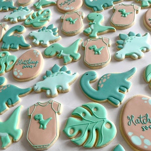 Dino Baby Shower Cookies | Hatching Soon Cookies - Etsy