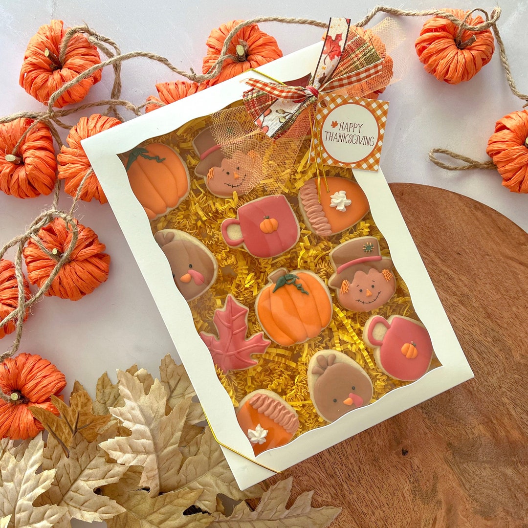 Thanksgiving MINI Cookies Gift Box Fall Cookies - Etsy