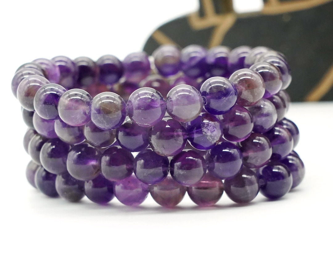 Natural Amethyst Bracelets, Beaded Bracelets, Amethyst Beads, Fashion ...