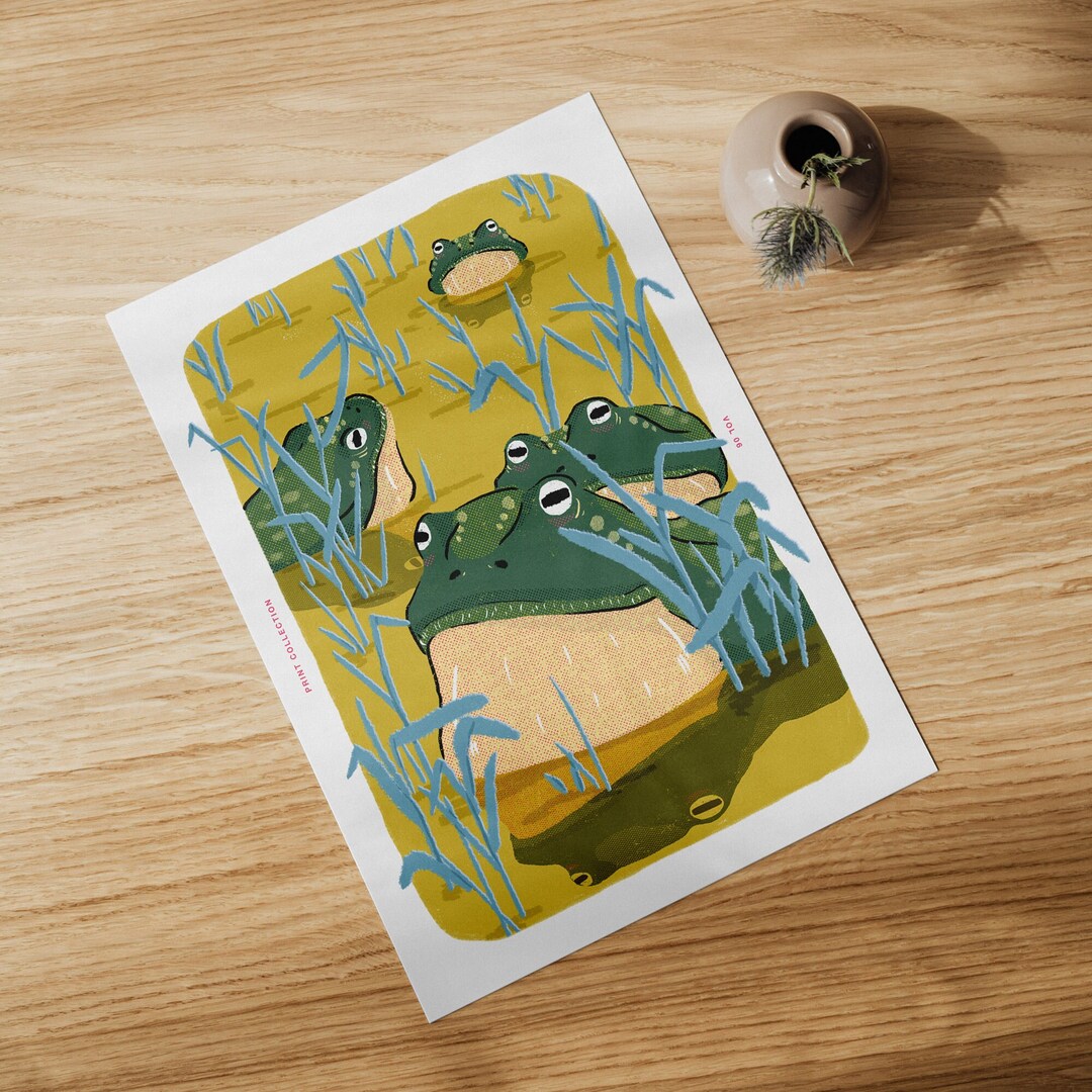 Buff Frogs Art Print | Funny Frog Illustration | Quirky Animal Wall Art ...
