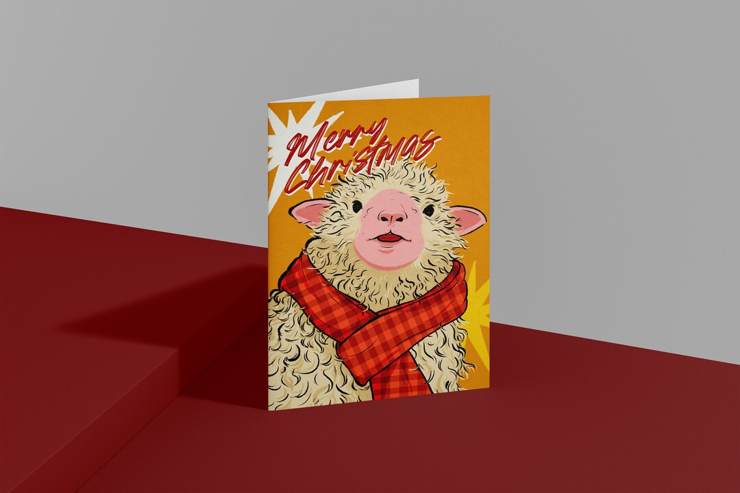 Christmas Card Cutesy Sheep Greeting Cards Perfect Gift - Etsy