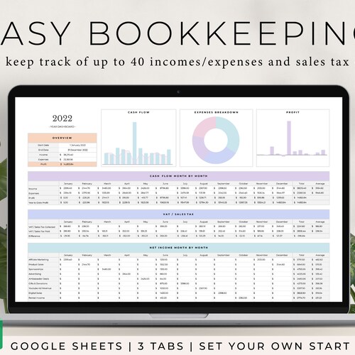 Simple Bookkeeping Spreadsheet for Google Sheets Small - Etsy