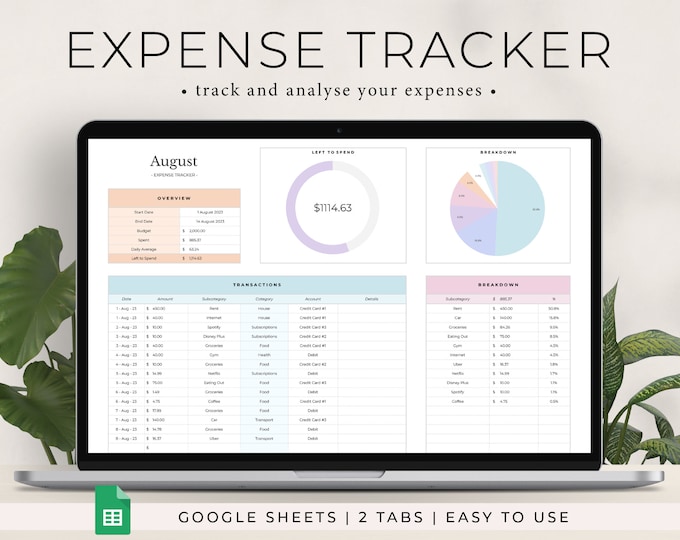 Expense Tracker Google Spreadsheet, Expenses Tracker Sheet, Spending ...