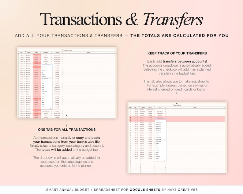 Personal Finance Dashboard: Annual Budget Spreadsheet Google Sheets - Etsy