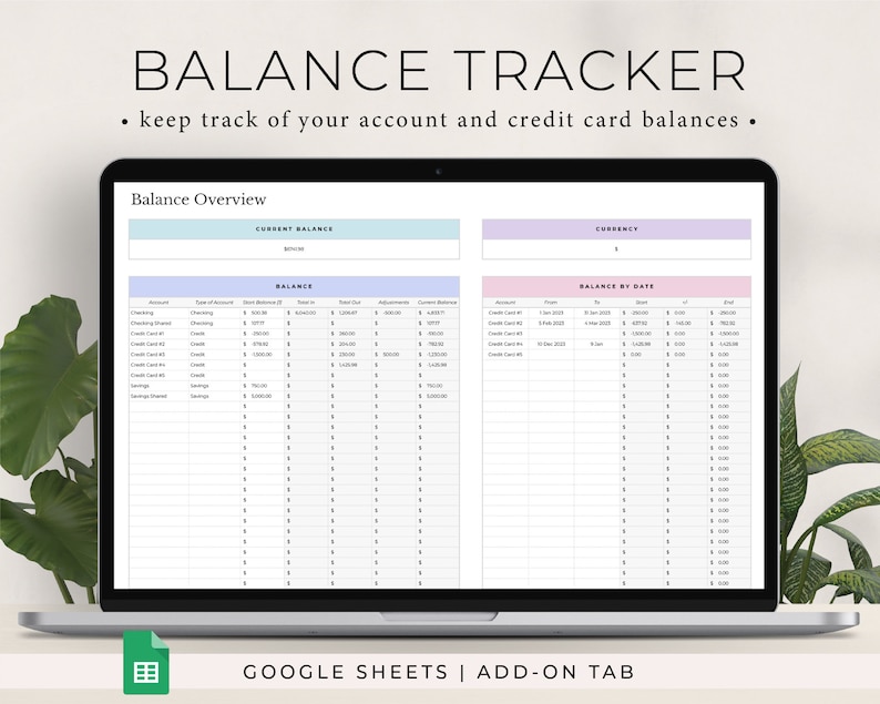 ADD-ON: Balance Tracker Add-on for Our Monthly Budget, Annual Budget ...