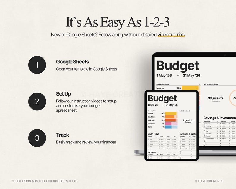 Simple Budget Spreadsheet Google Sheets: Financial Planner & Spending ...