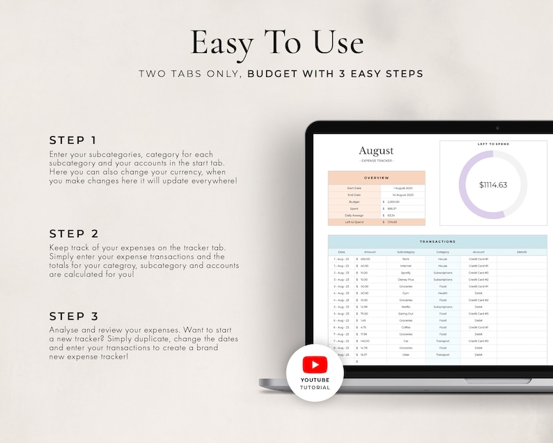 Expense Tracker Spreadsheet for Google Sheets, Expense Tracker Template ...