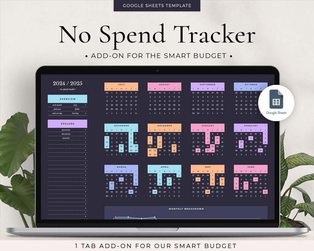 ADD-ON: No Spend Tracker Add-on for Our Smart Budget Spreadsheet - Etsy