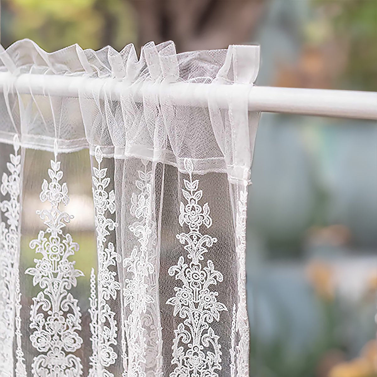 French Style Floral Lace Sheer Curtain: Embroidered Voile Drapes - Etsy