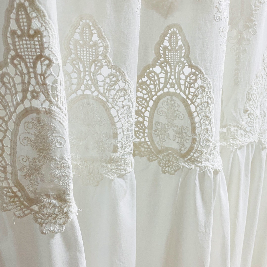 Embroidered Curtains | Elgent Semi Blackout Cotton Dropes With Valance ...