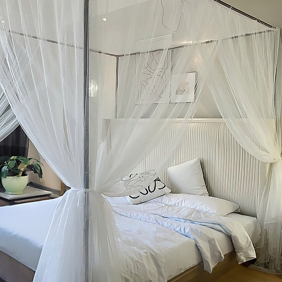 Buy 4 Corner Post Bed Canopy 4 Colors Elegant Double Layer Curtain Net for Full queen king Size Bed Online in India Etsy