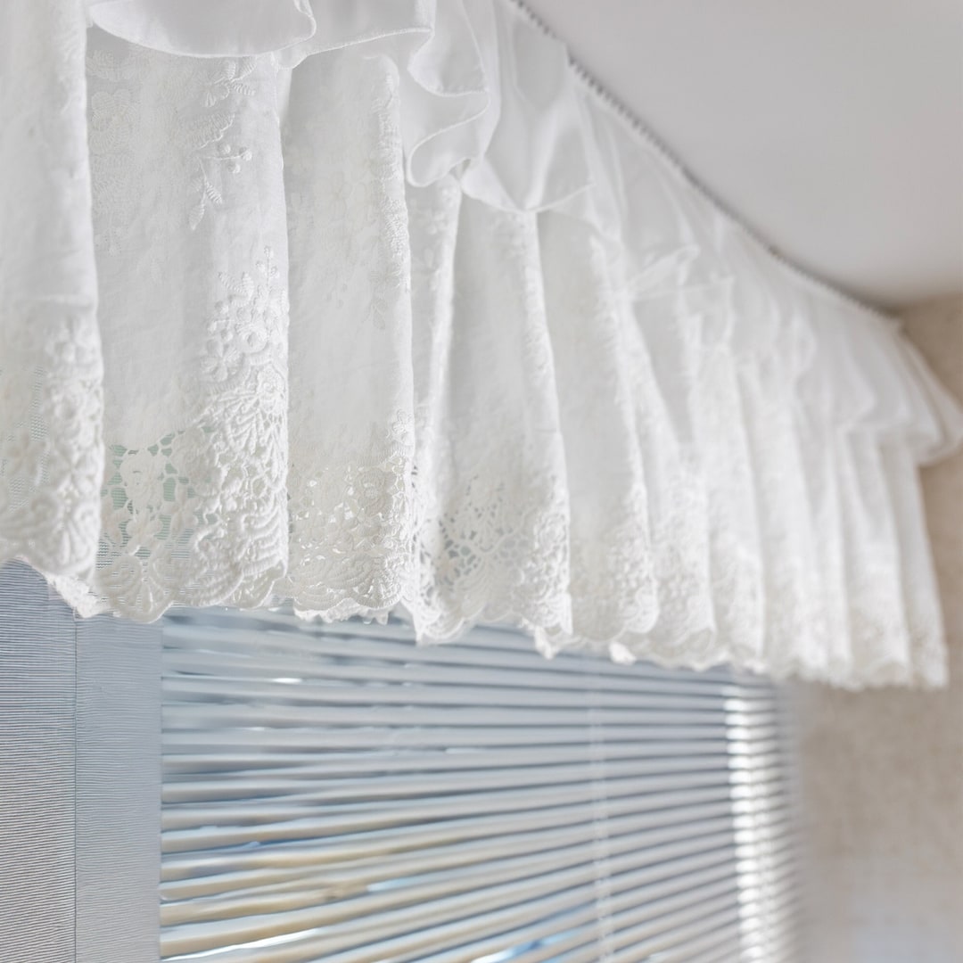 French Embroidered Lace Curtain Valance: Elegant Cotton Door Header - Etsy