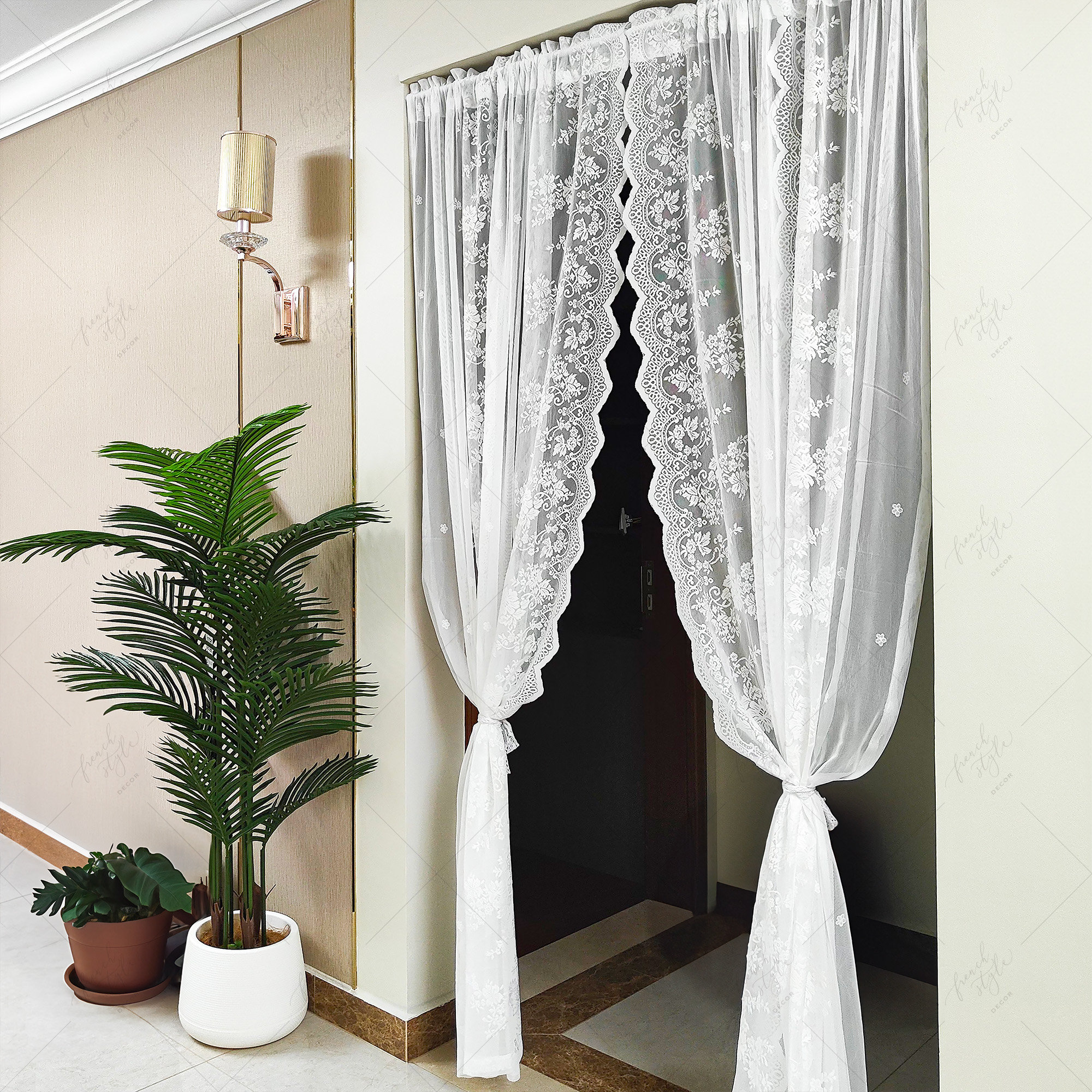 White Sheer Lace Curtains Polly Tulle Embroidery Net M2M | Net