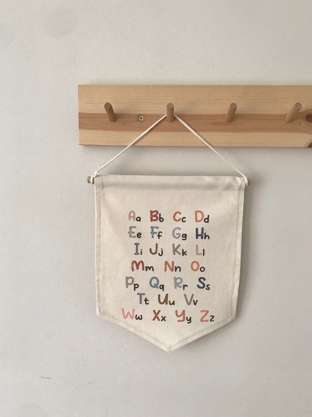 Alphabet abc Wall Hanging Organic Cotton, Kid Flag Banner, Nursery ...