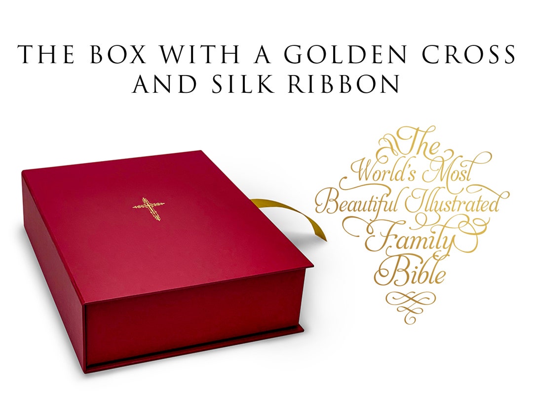 A Box With A Golden Cross + Gold Silk Ribbon - Designed to Store Your ...