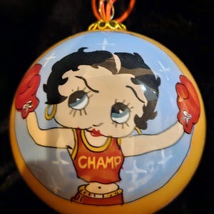 BETTY BOOP Christmas Glass Ornament "boxing W/ Gloves" "champ" Rare ...