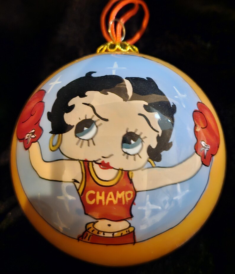 BETTY BOOP Christmas Glass Ornament "boxing W/ Gloves" "champ" Rare ...
